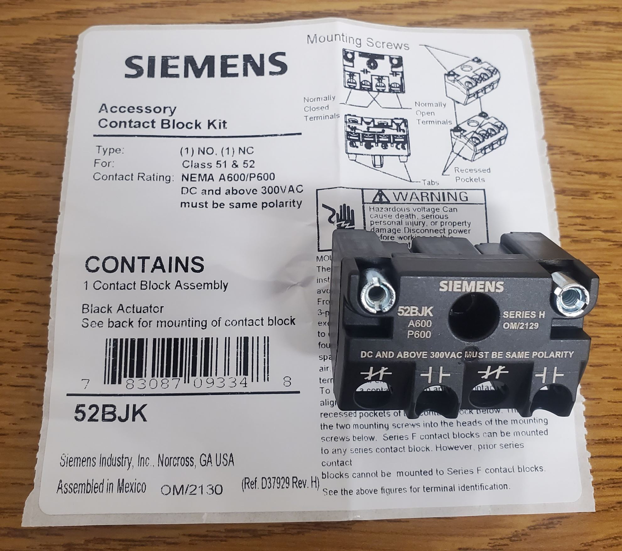 52BJK – SIEMENS Contact Block | Mag-Trol Distributors, Inc.