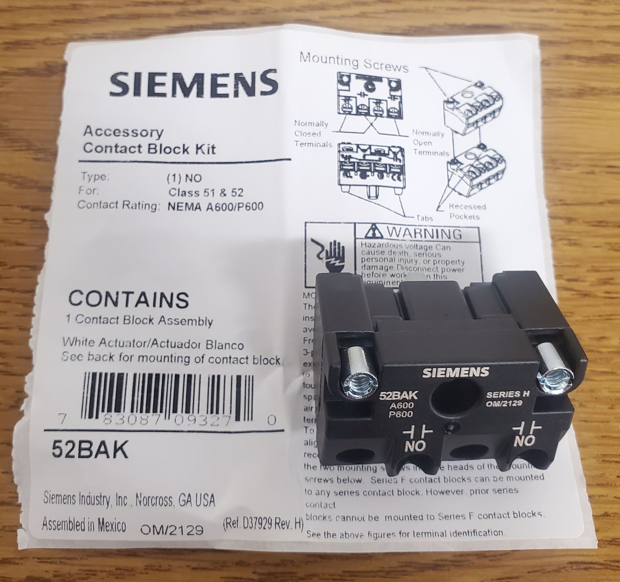 52BAK – SIEMENS Contact Block | Mag-Trol Distributors, Inc.
