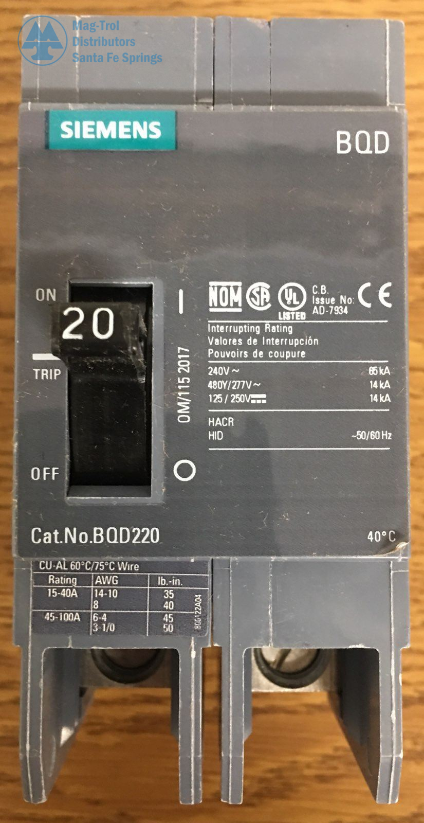 BQD220 – SIEMENS Molded Case Circuit Breaker | Mag-Trol Distributors, Inc.