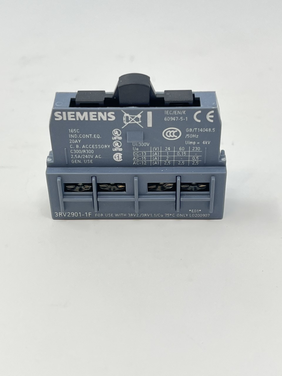 3RV2901-1F – SIEMENS TOP MOUNT AUXILIARY CONTACT 2NO FOR 3RV2 SIZE S00 ...