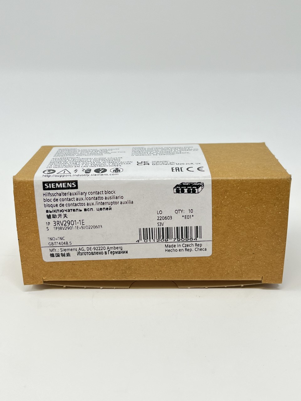 3RV2901-1E – SIEMENS TOP MOUNT AUXILIARY CONTACT 1NO+1NC FOR 3RV2 SIZE ...