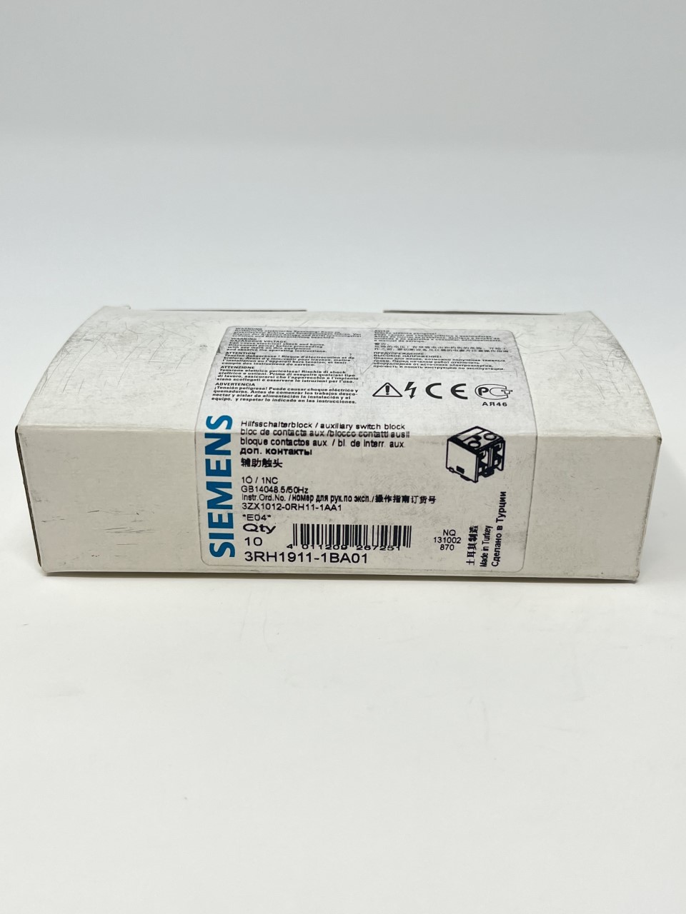 3RH1911-1BA01 – SIEMENS TOP MOUNT AUXILIARY CONTACT BLOCK 1NO+1NC SIZE ...