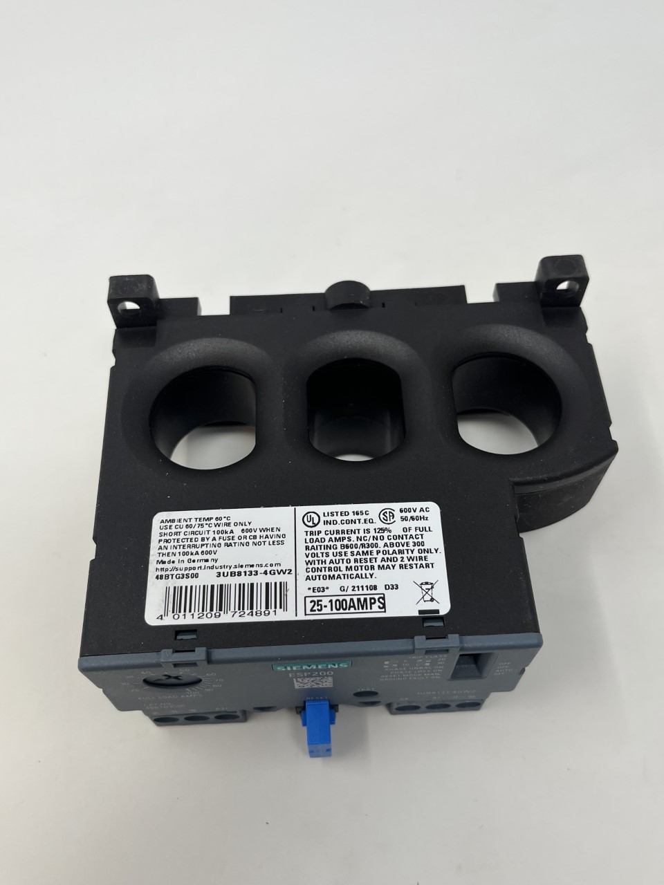 48BTG3S00 – SIEMENS SOLID STATE OVERLOAD RELAY 25-100 AMPS CLASS 5-30 ...