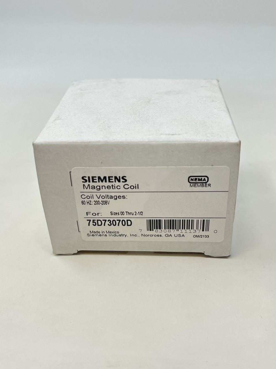 75D73070D – SIEMENS REPLACEMENT COIL 208VAC 60HZ SIZE 00-2 ½ CLASS 14 ...