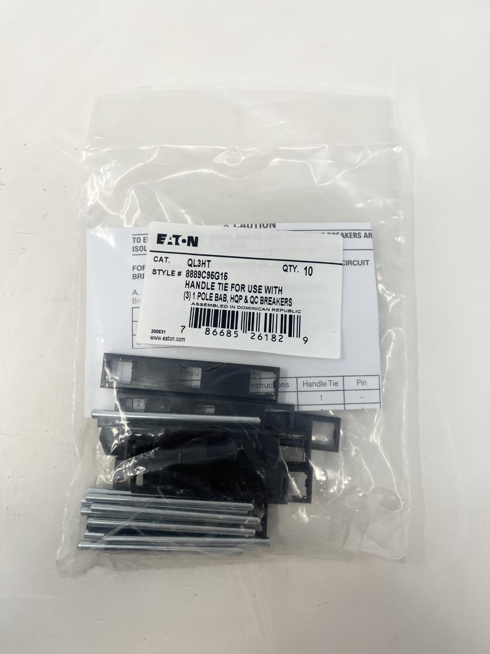 QL3HT – EATON HANDLE TIE FOR USE WITH (3) 1POLE CIRCUIT BREAKERS TYPE ...