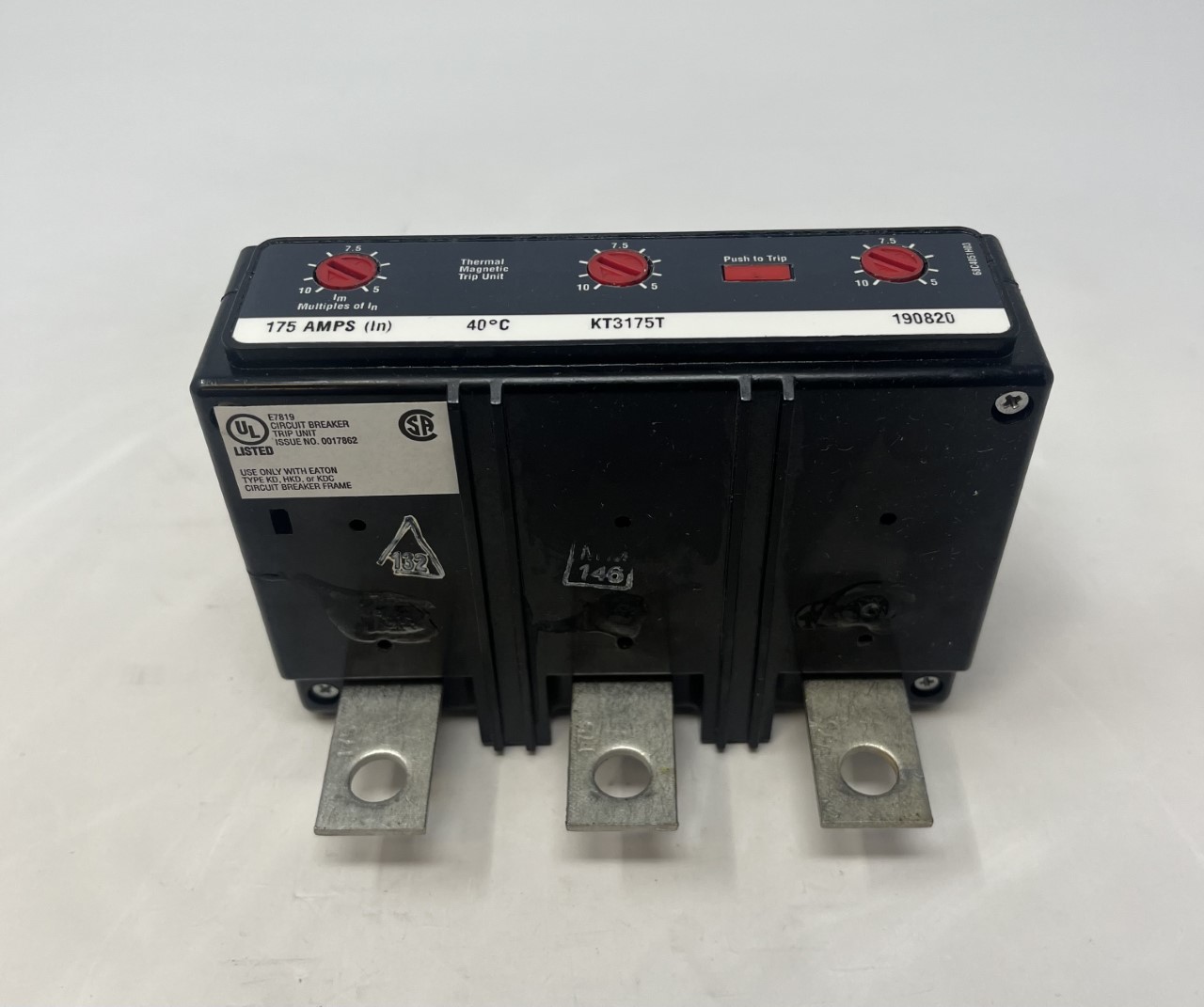 KT3175T – EATON THERMAL MAGNETIC TRIP UNIT 175AMPS 3POLE SERIES C STYLE ...