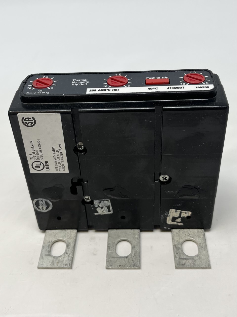 JT3200T – EATON THERMAL MAGNETIC TRIP UNIT 200AMPS 3POLES SERIES C ...
