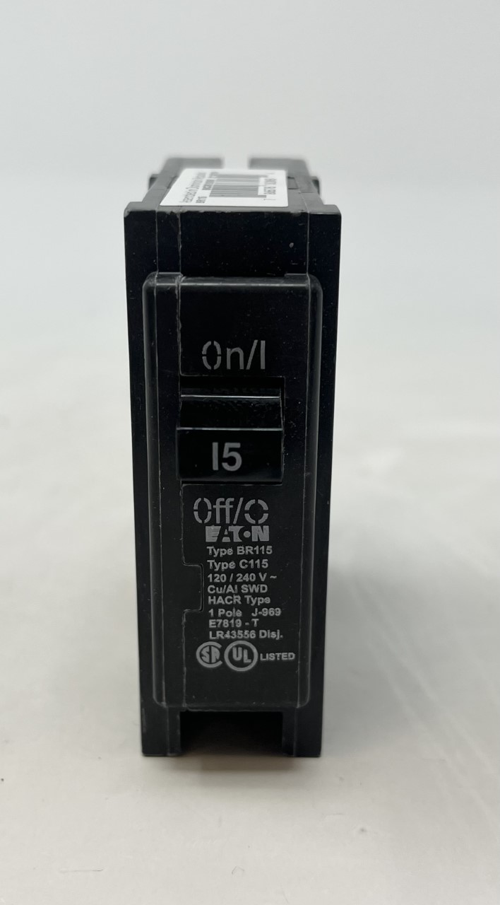 BR115 – EATON PLUG IN CIRCUIT BREAKER 15AMPS 10KAIC 1POLE 120-240VAC ...