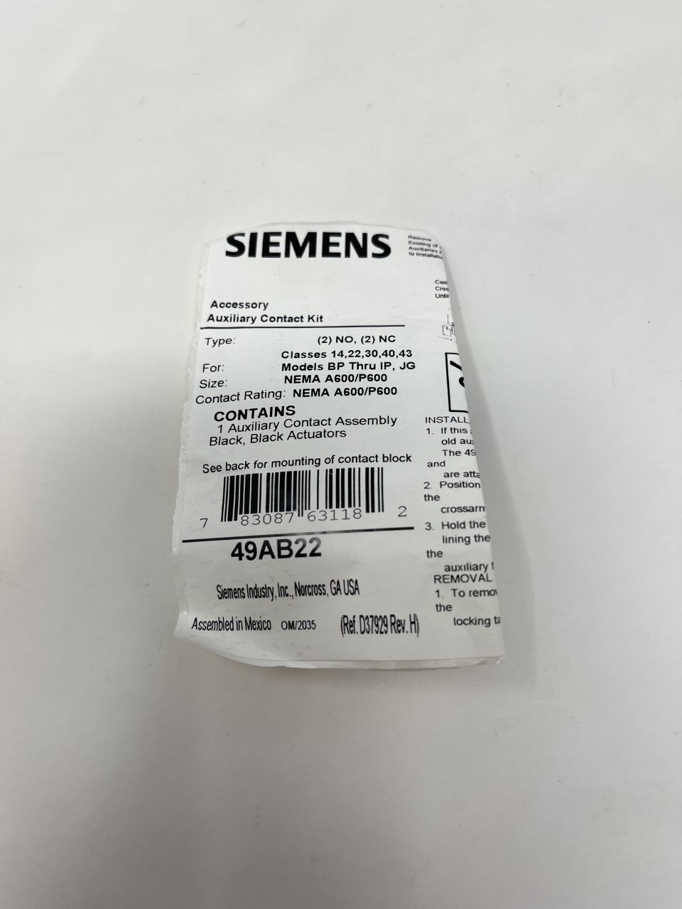 49AB22 – SIEMENS SIDE MOUNT AUXILIARY CONTACT NEMA 2NO+2NC | Mag-Trol ...