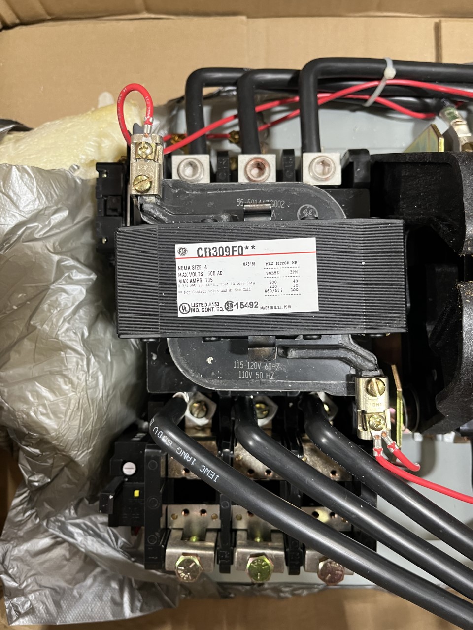 CR309F002 – GE/ABB NEMA MOTOR STARTER REVERSER SIZE 4 3POLES OPEN TYPE ...