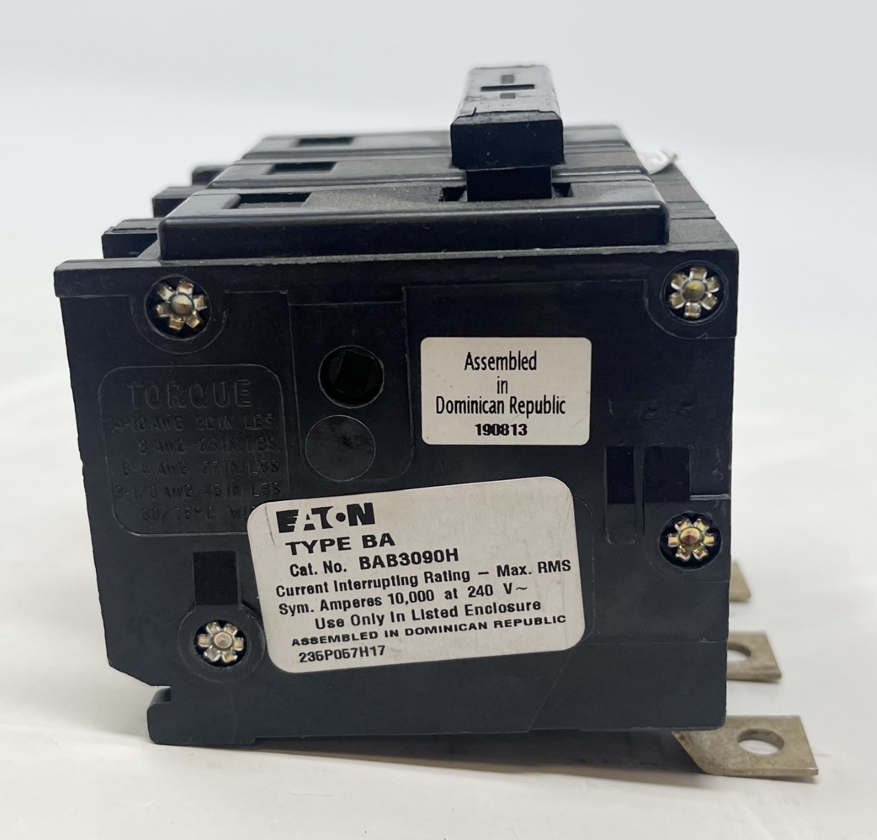 BAB3090H – EATON BOLT ON CIRCUIT BREAKER 3POLE 90AMPS 10KAIC 120-240 ...
