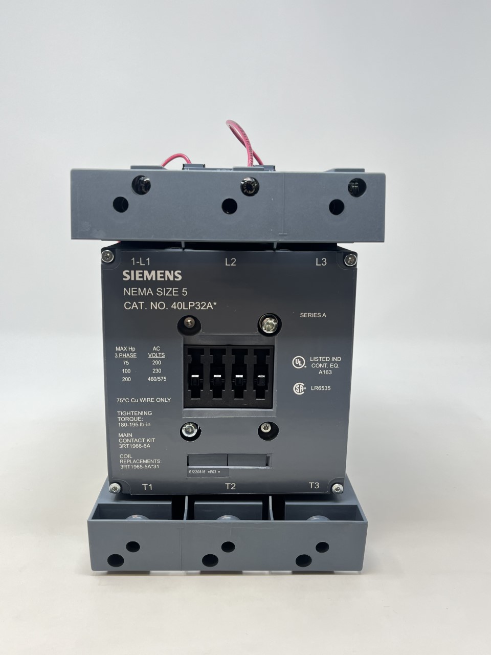 40LP32AF – SIEMENS NEMA CONTACTOR 200HP 3P OPEN TYPE 120-127VAC SIZE 5 ...