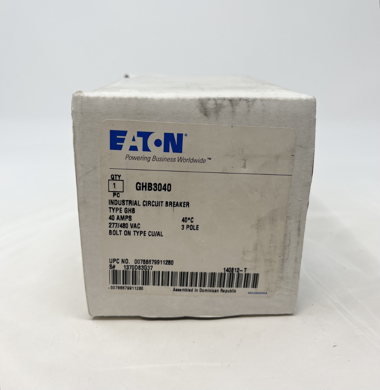 GHB3040 – EATON BOLT ON CIRCUIT BREAKER 40AMPS 3POLE 277-480VAC 14KAIC ...