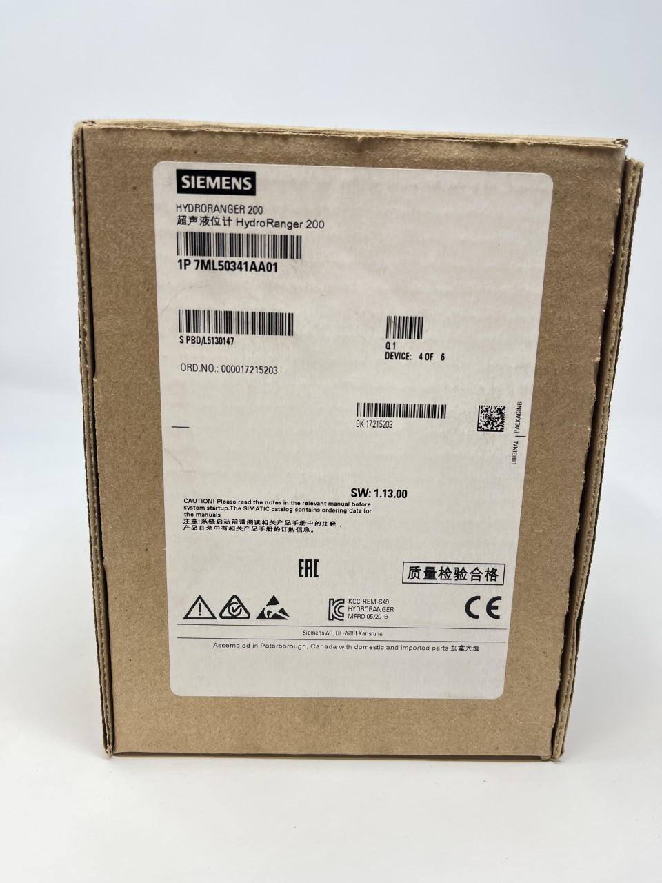 7ML50341AA01 – SIEMENS MILLTRONICS HYDRORANGER 200 ULTRASONIC LEVEL ...