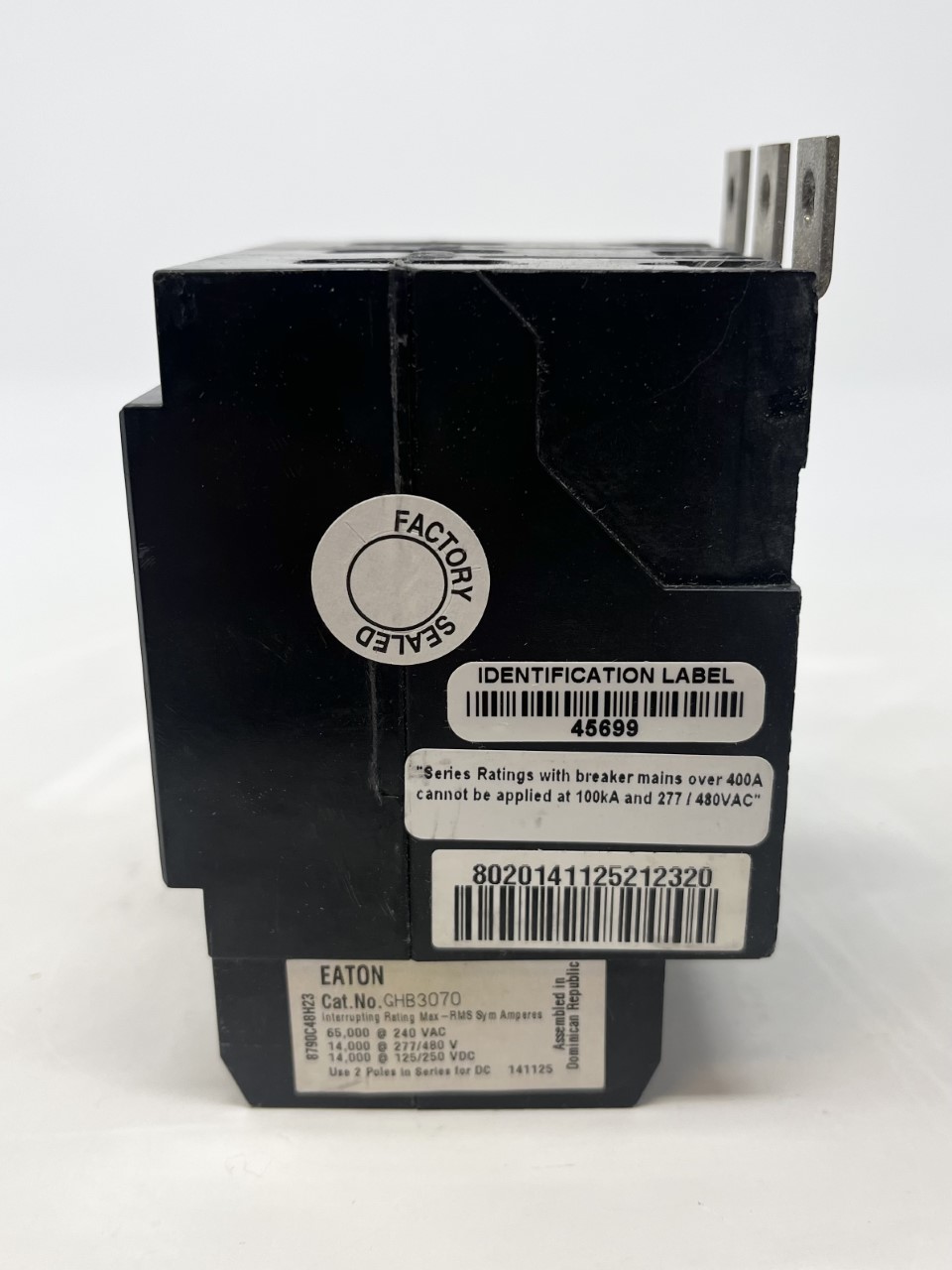 GHB3070 – EATON BOLT ON CIRCUIT BREAKER 70AMPS 3POLE 277-480VAC 14KAIC ...