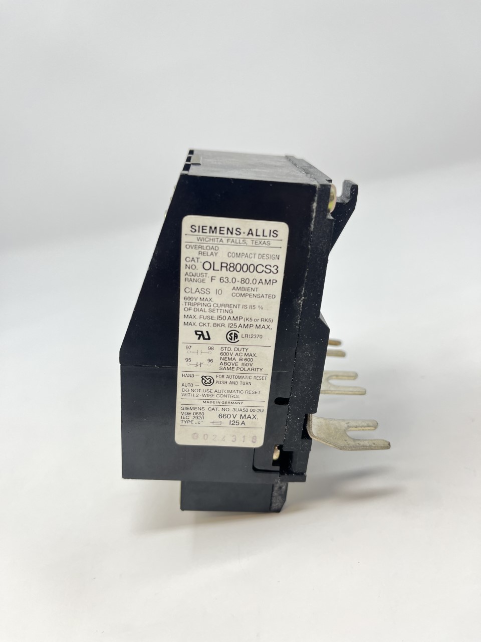 OLR8000CS3 – SIEMENS OVERLOAD RELAY 63-80AMPS 3P CLASS 10 | Mag-Trol ...