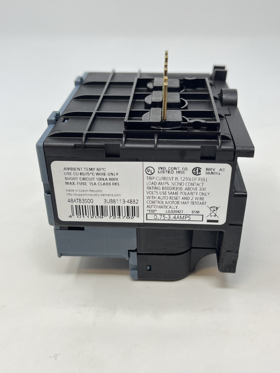 3UB8113-4BB2 – SIEMENS SOLID STATE OVERLOAD RELAY 0.75-3.4 AMPS CLASS 5 ...