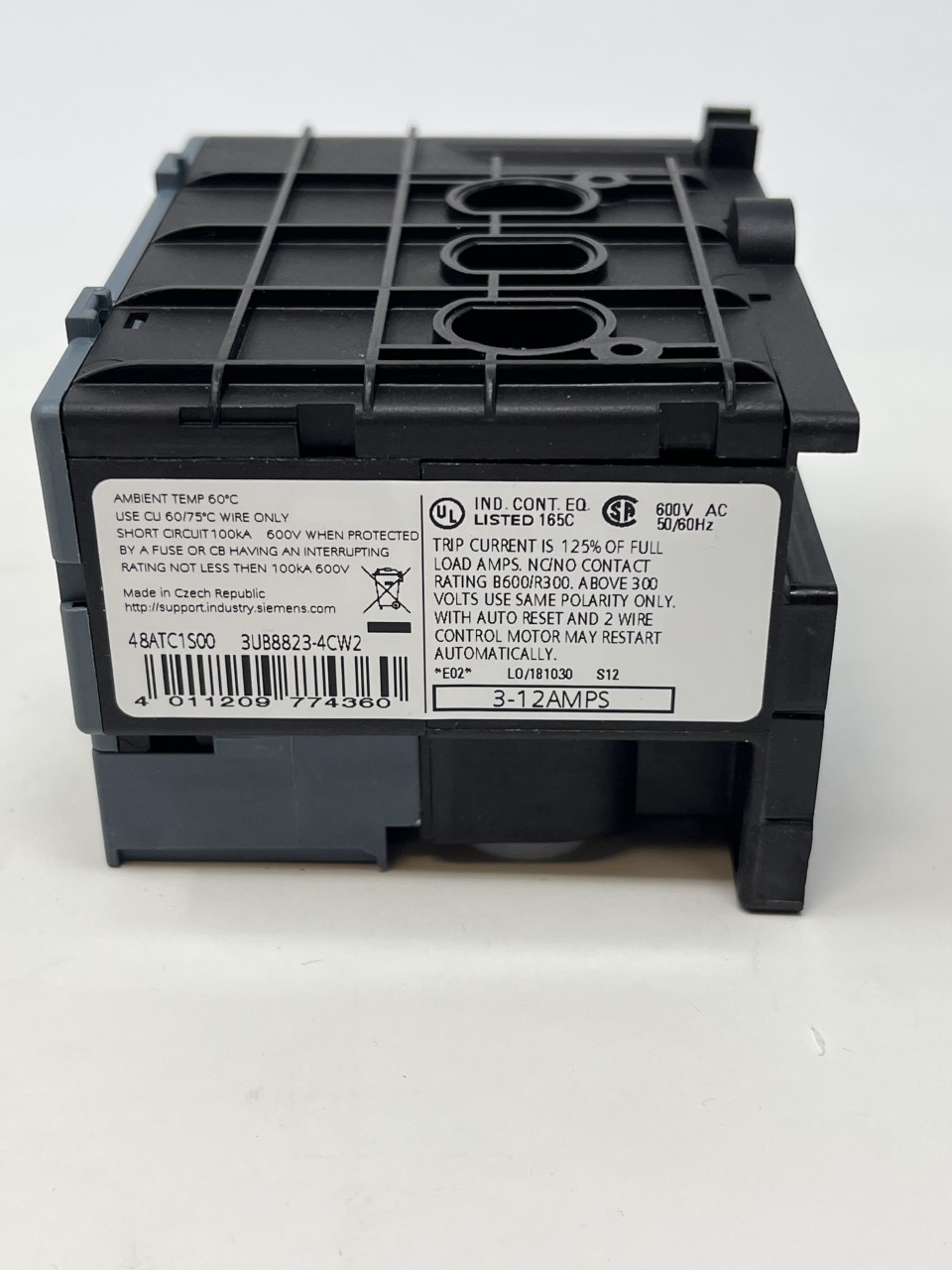 48ATC1S00 – SIEMENS SOLID STATE OVERLOAD RELAY 3-12 AMPS CLASS 5-30 ...