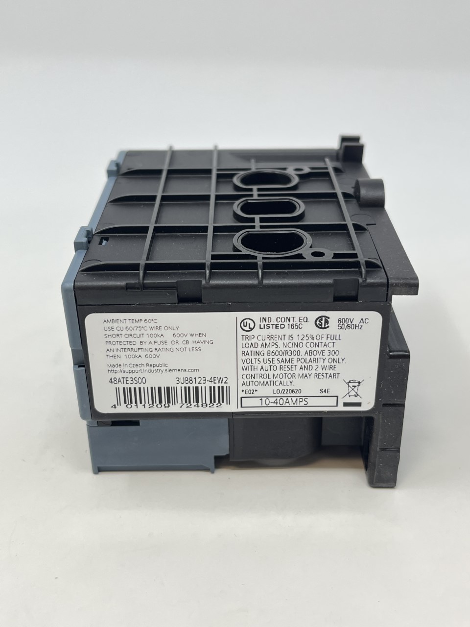 3UB8123-4EW2 – SIEMENS SOLID STATE OVERLOAD RELAY 10-40 AMPS CLASS 5-30 ...