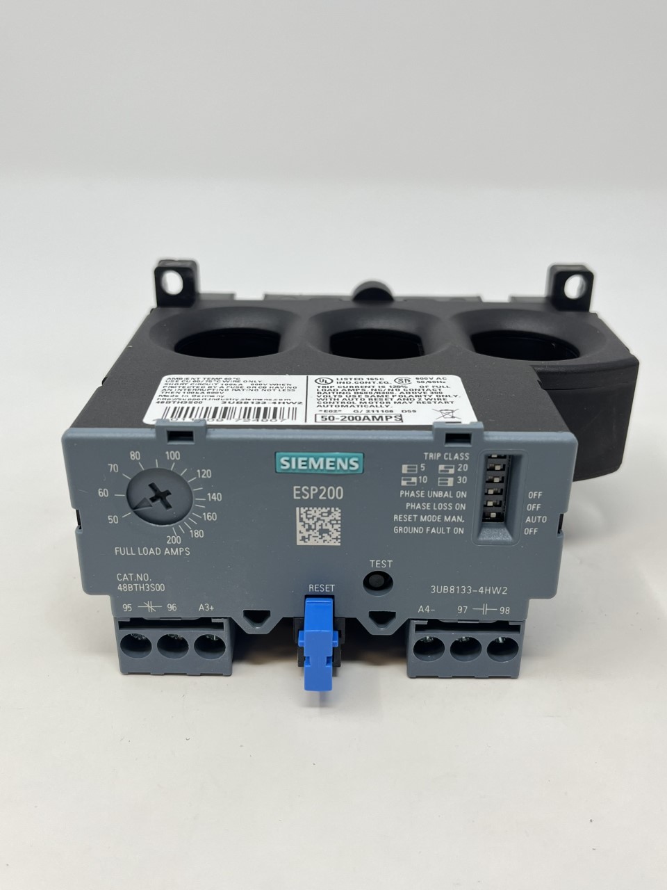 3UB8133-4HW2 – SIEMENS SOLID STATE OVERLOAD RELAY 50-200 AMPS CLASS 5 ...
