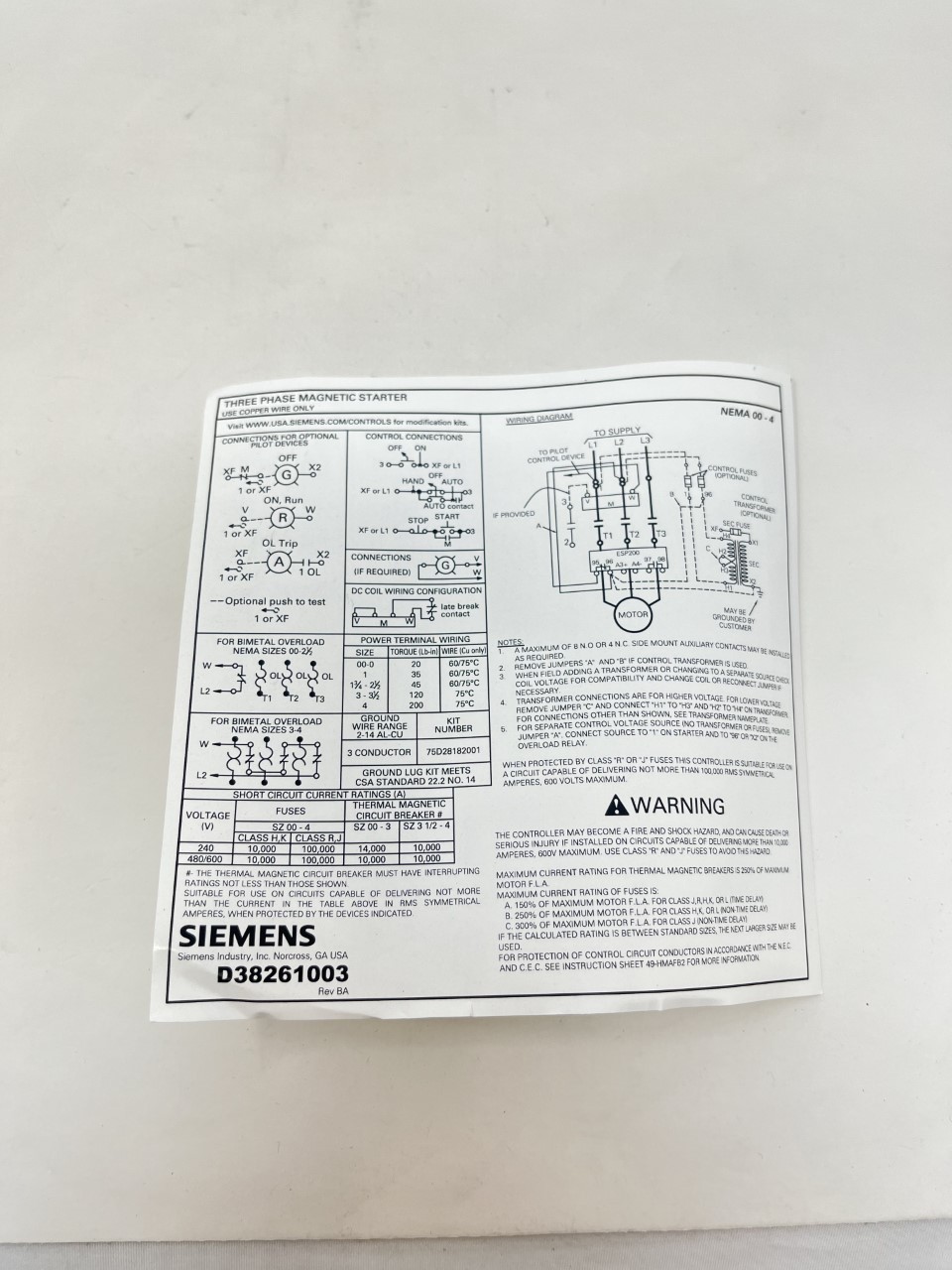 14CUC32AA – SIEMENS NEMA MOTOR STARTER | Mag-Trol Distributors, Inc.
