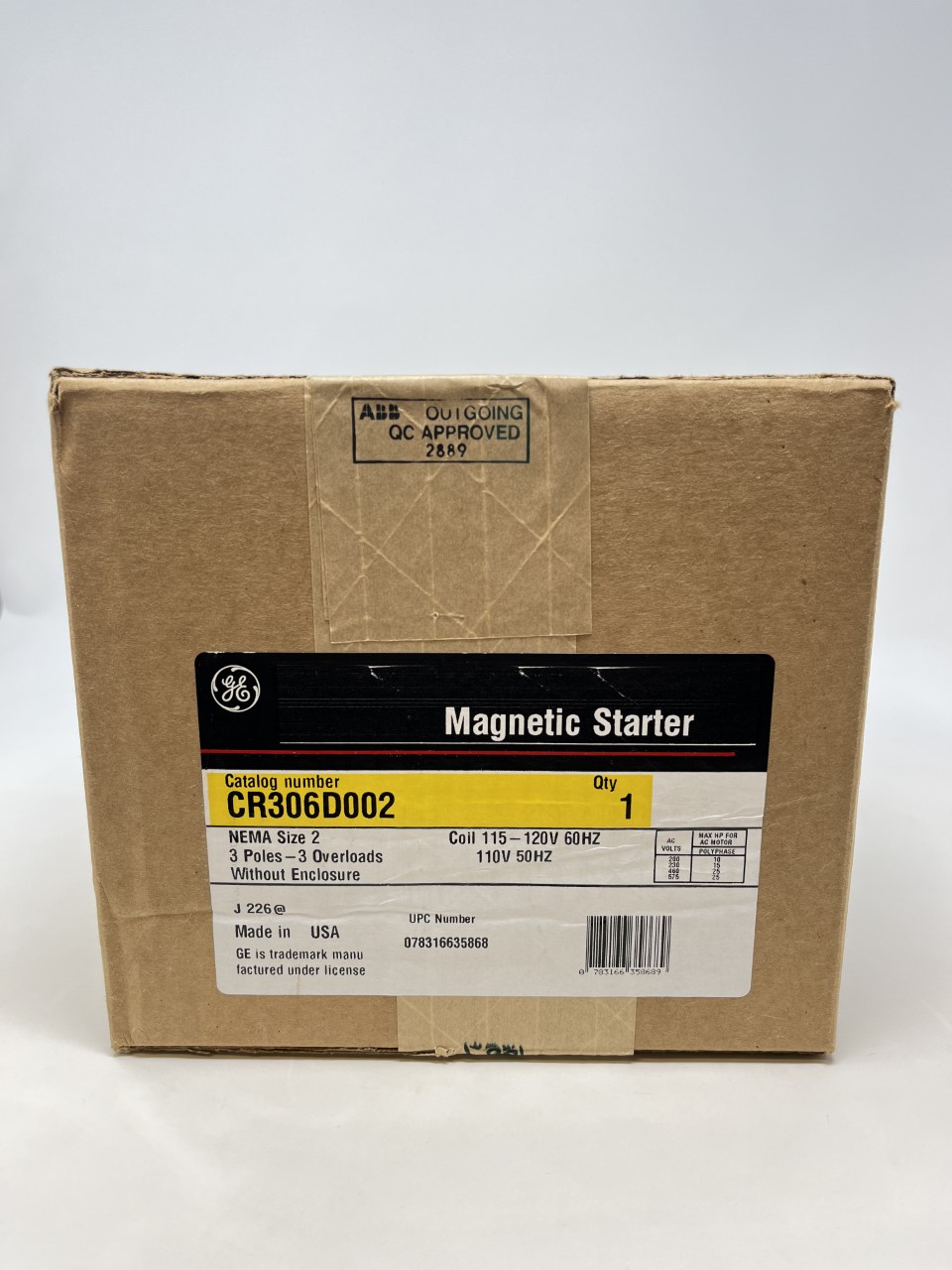 CR306D002 – GE/ABB NEMA MOTOR STARTER | Mag-Trol Distributors, Inc.